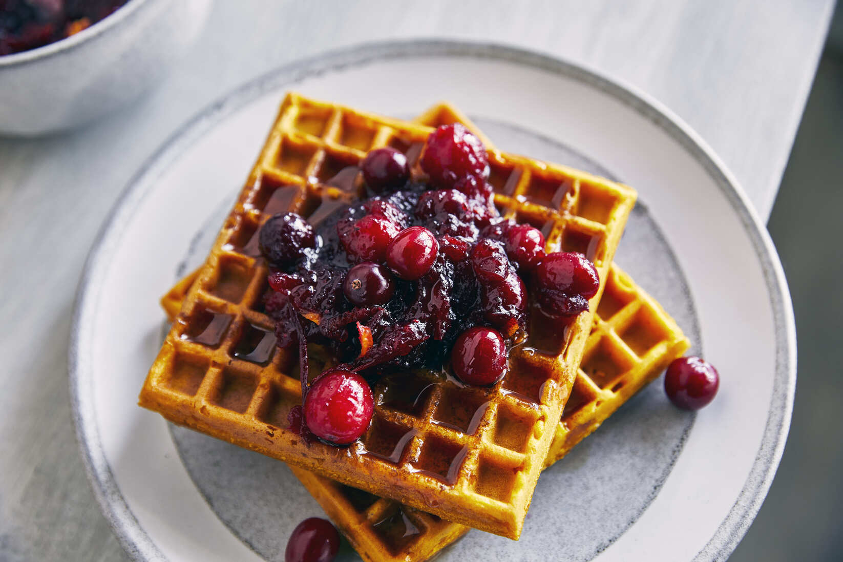 Cranberry Waffles With Spiced Maple Syrup | GreenPan Australia