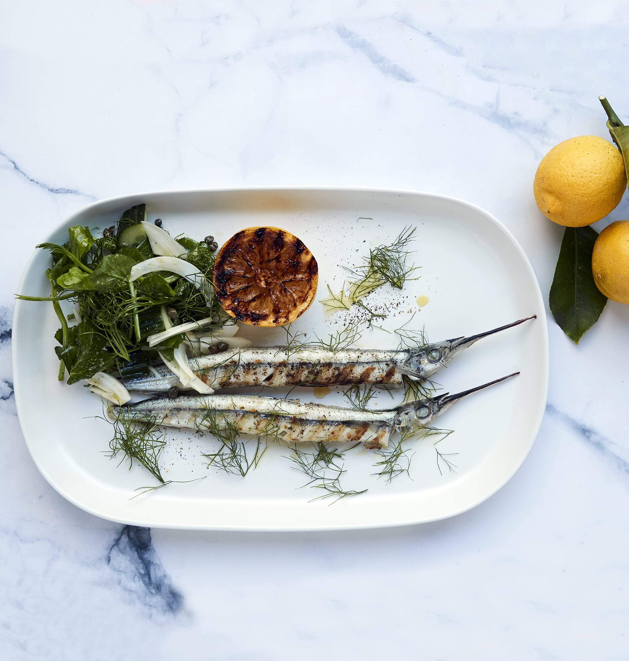 Grilled Garfish with a Fennel, Dill and Cucumber Salad | Healthy ...